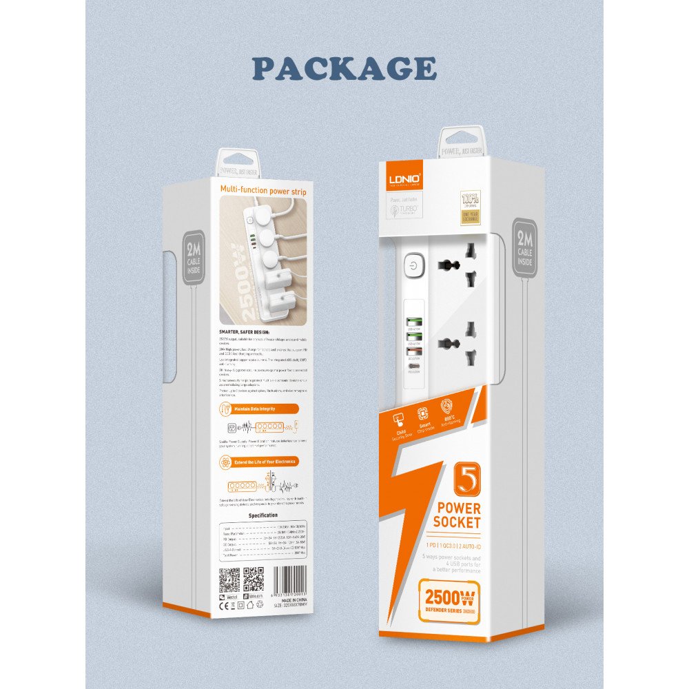 Wholesale Multi Port Power Strip 5 Outlets, 3 USBA PD/QC 3.0 Ports and ...