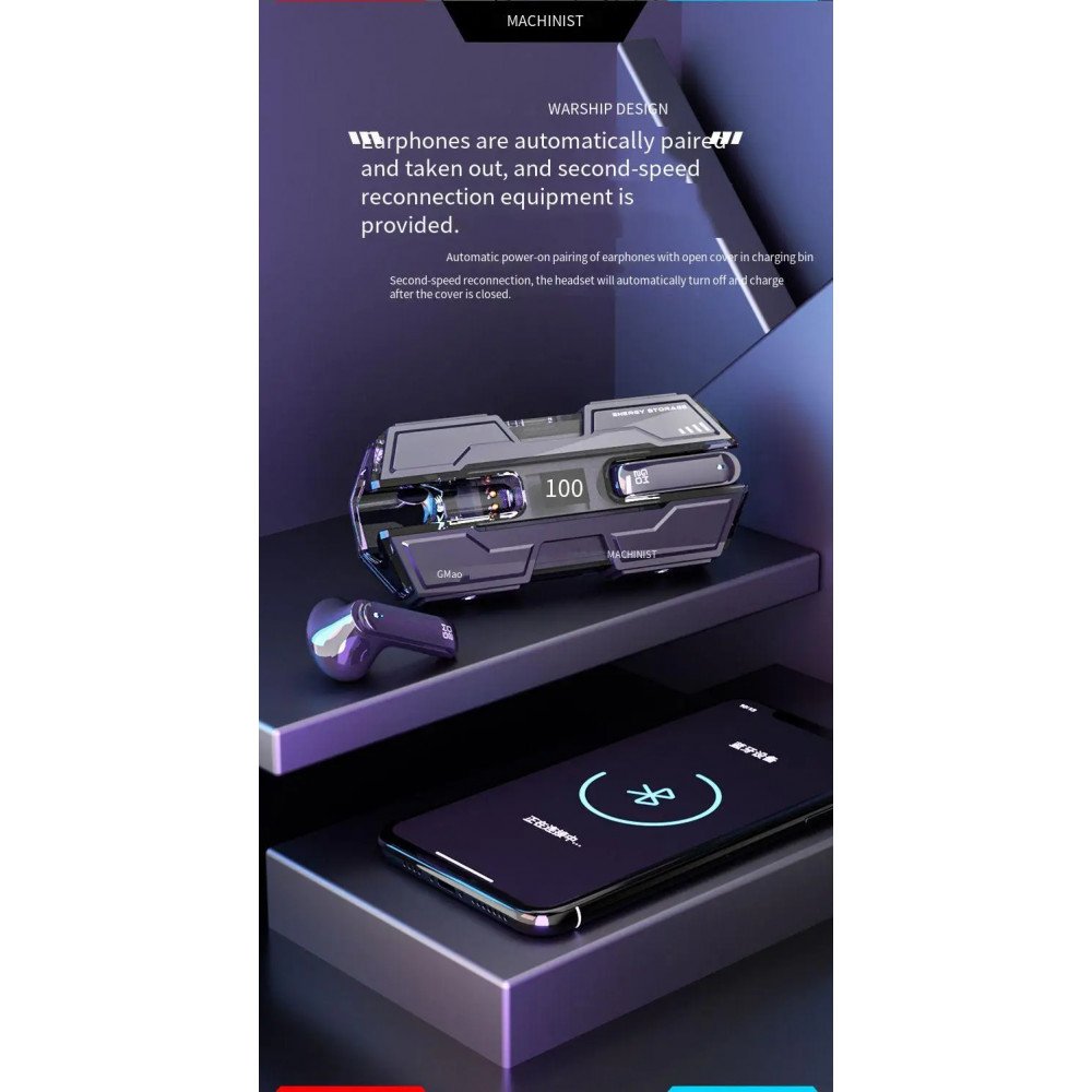 Wholesale Futuristic Wireless Bluetooth TWS Headphones with Power ...